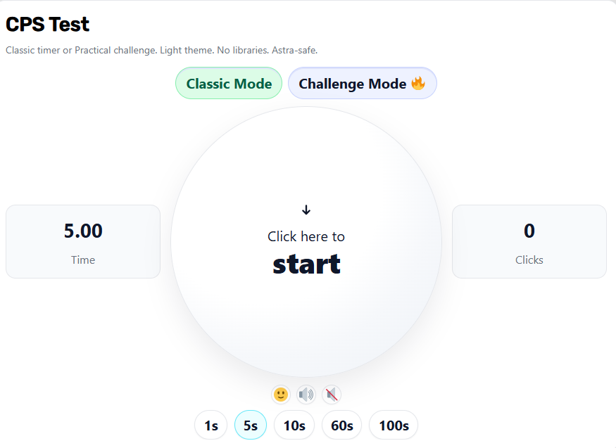 Click Speed Test (CPS Test) – Check Your Clicks Per Second