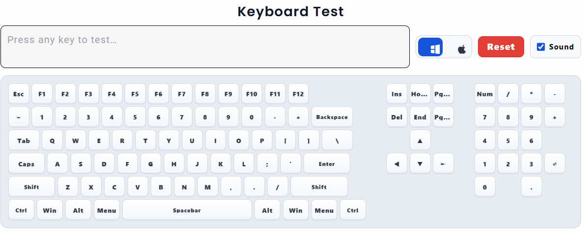Keyboard Test - Test Your Keyboard Keys